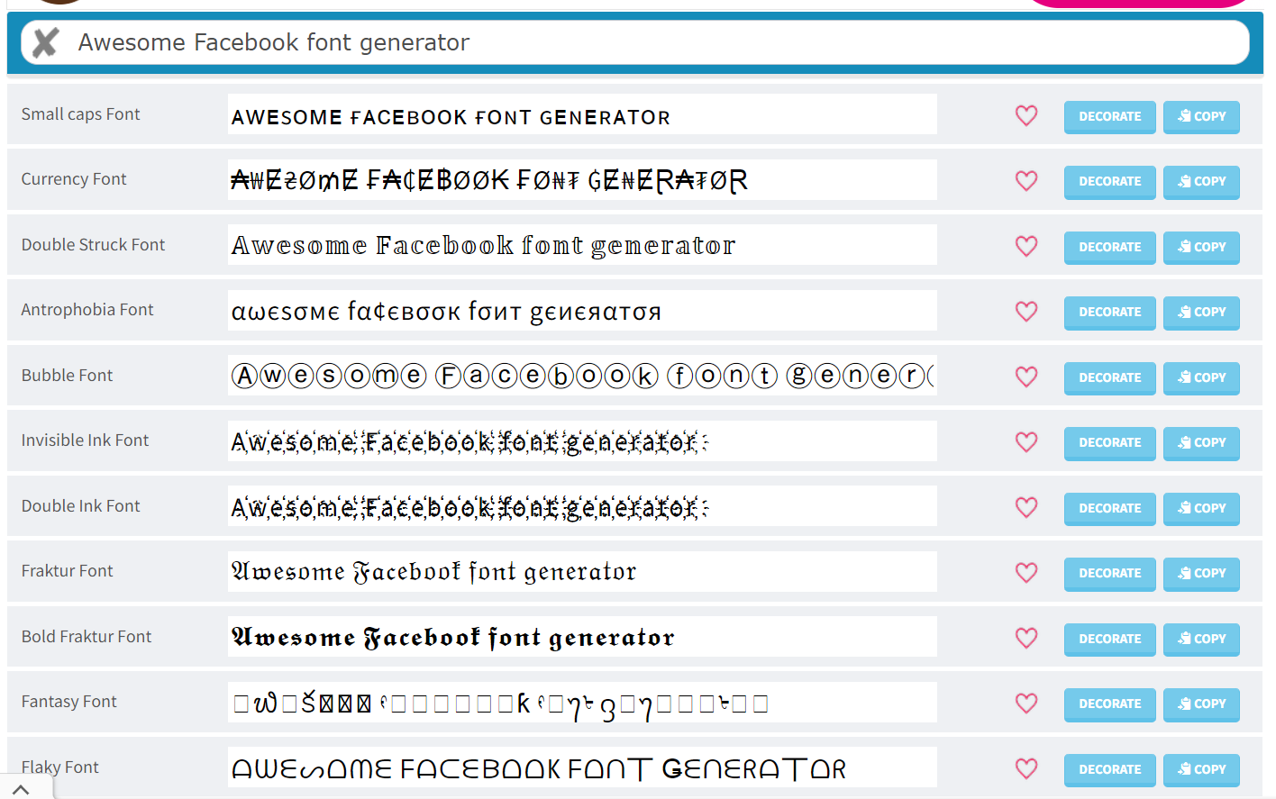 Top 15 Facebook Fonts Generators to Use on Meta