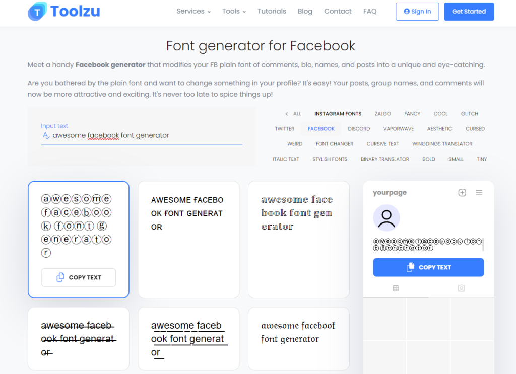 Top 15 Facebook Fonts Generators to Use on Meta